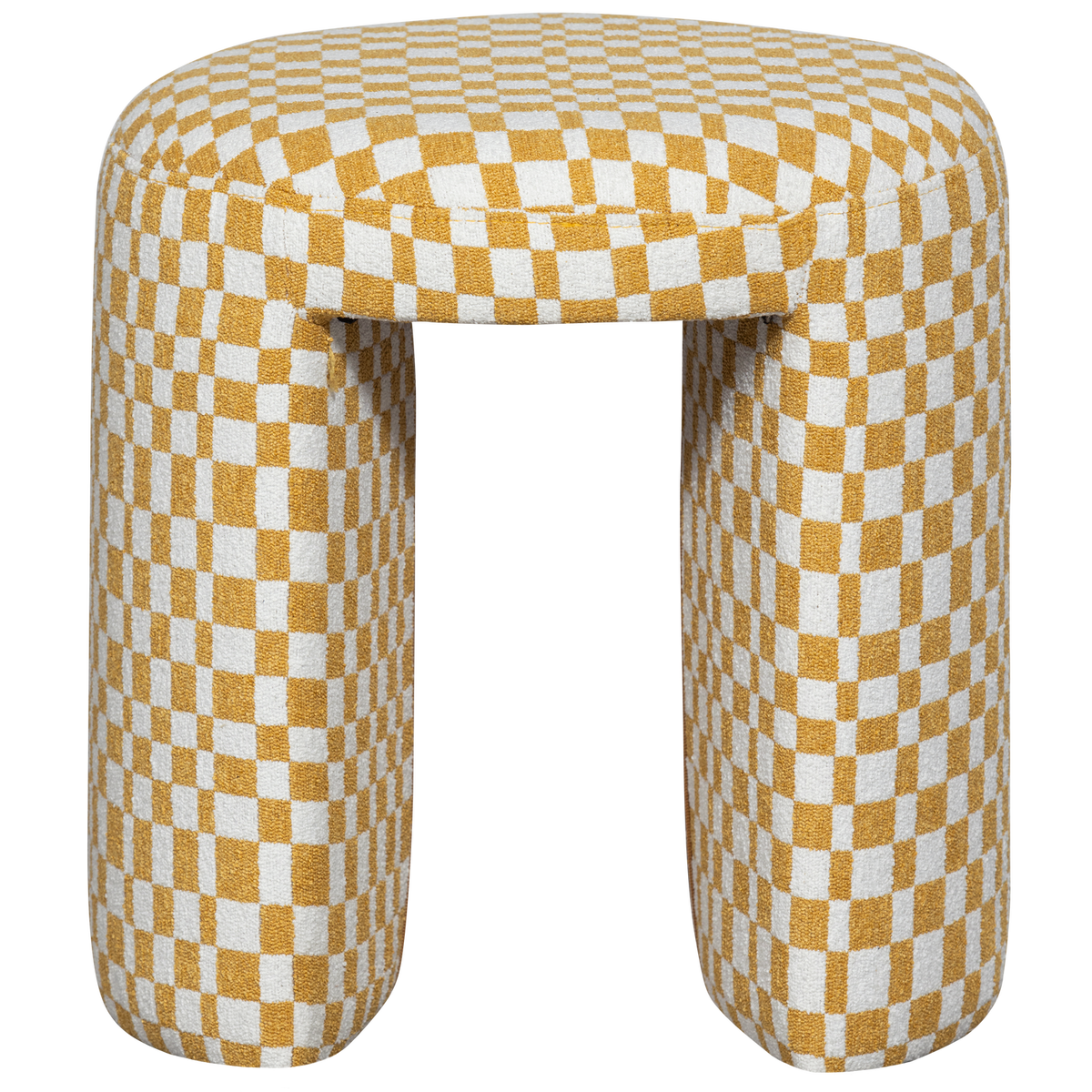 WOOOD kruk Charlie - Polyester - Ruitjes - Geel – vtwonen shop