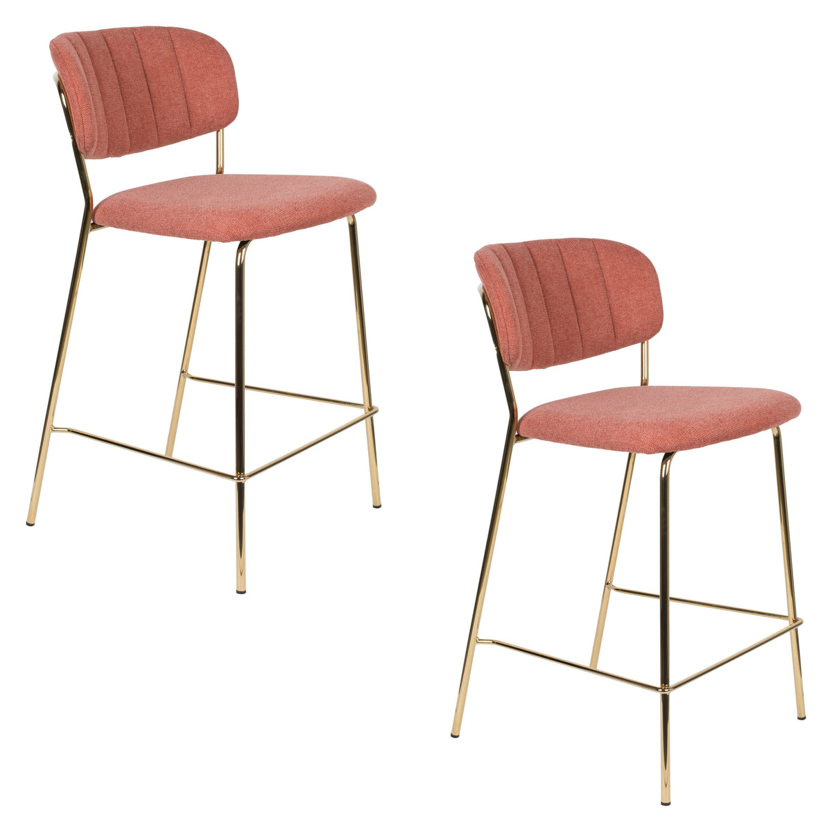 Housecraft Living Jolien Barkrukken rugleuning 65 cm Goud/ Roze - Set ...