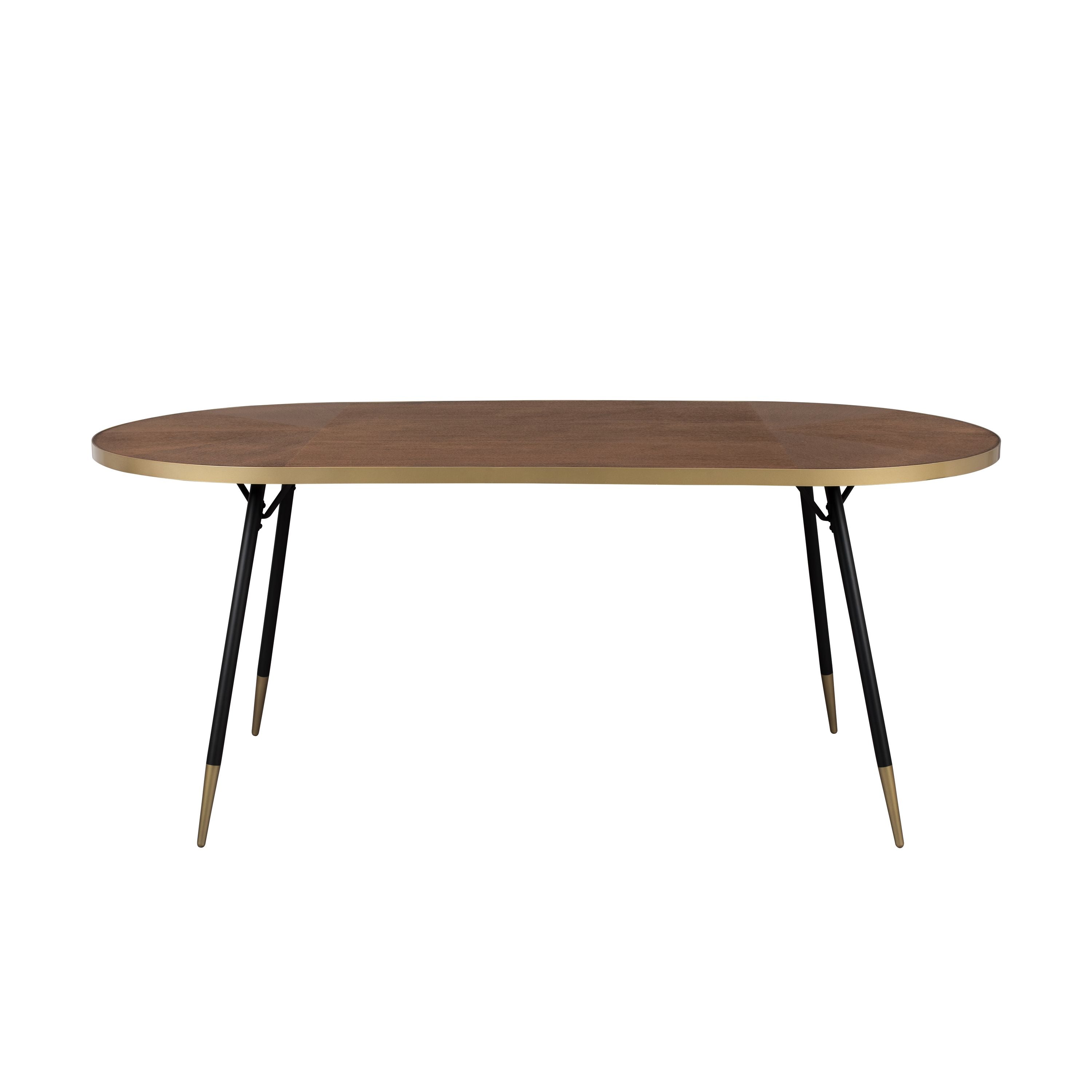 Housecraft Living Denise Eettafel Hout Ovaal 180x90 cm Bruin/ Goud ...