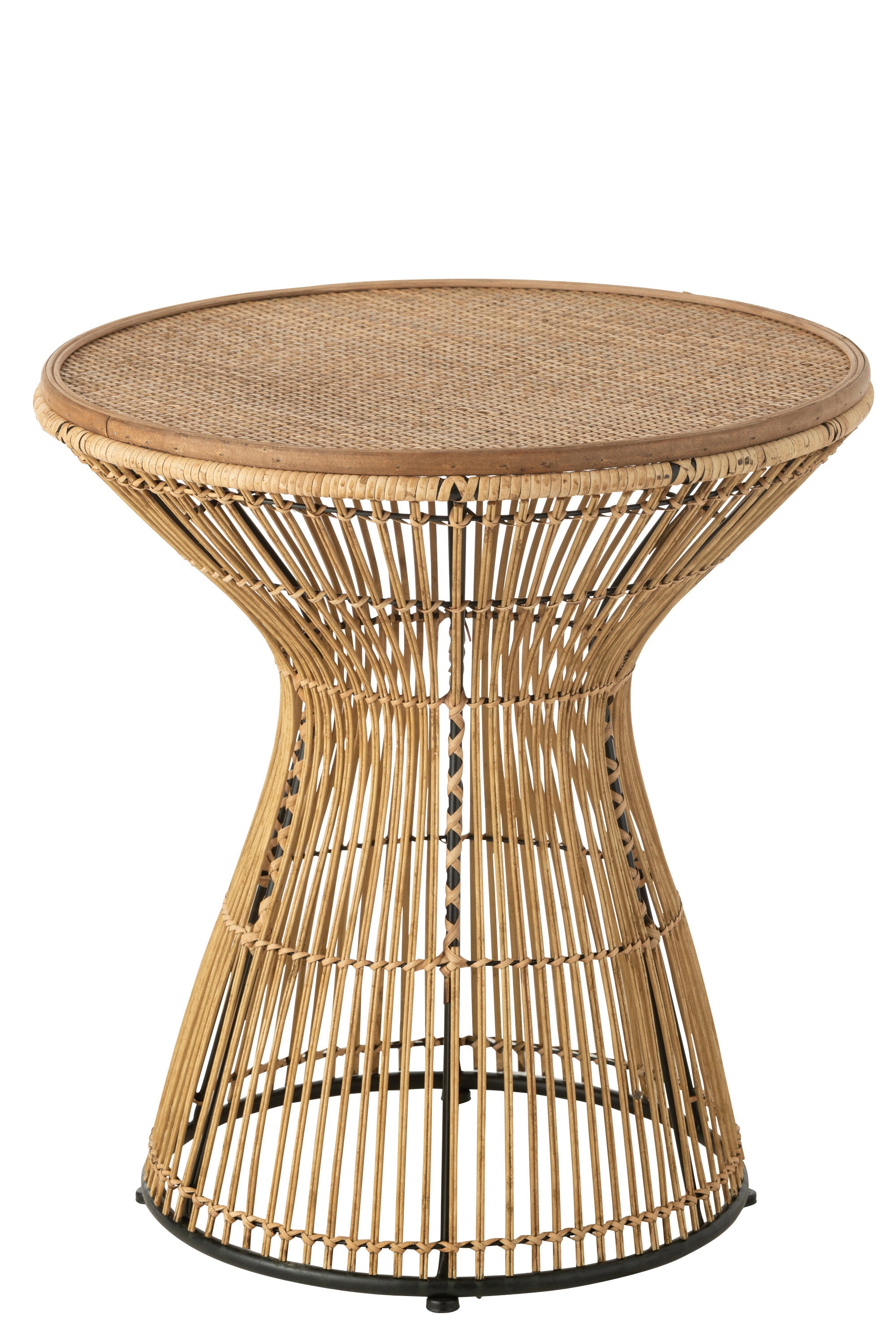 J-Line bijzettafel Rond Groeven - rotan - naturel – vtwonen shop