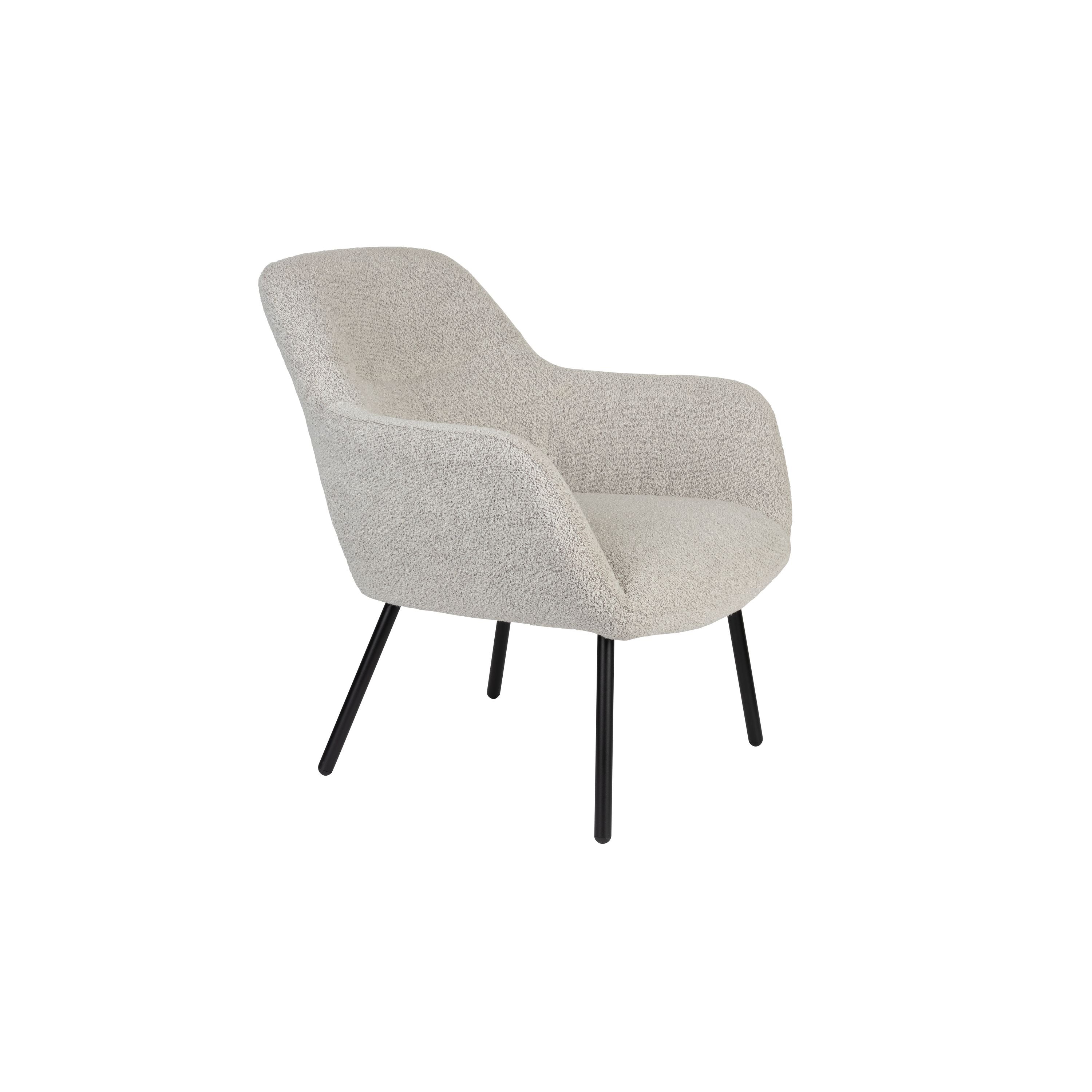 Housecraft Living Dude Loungestoel/ Fauteuil Bouclé stof Beige/ Wit ...