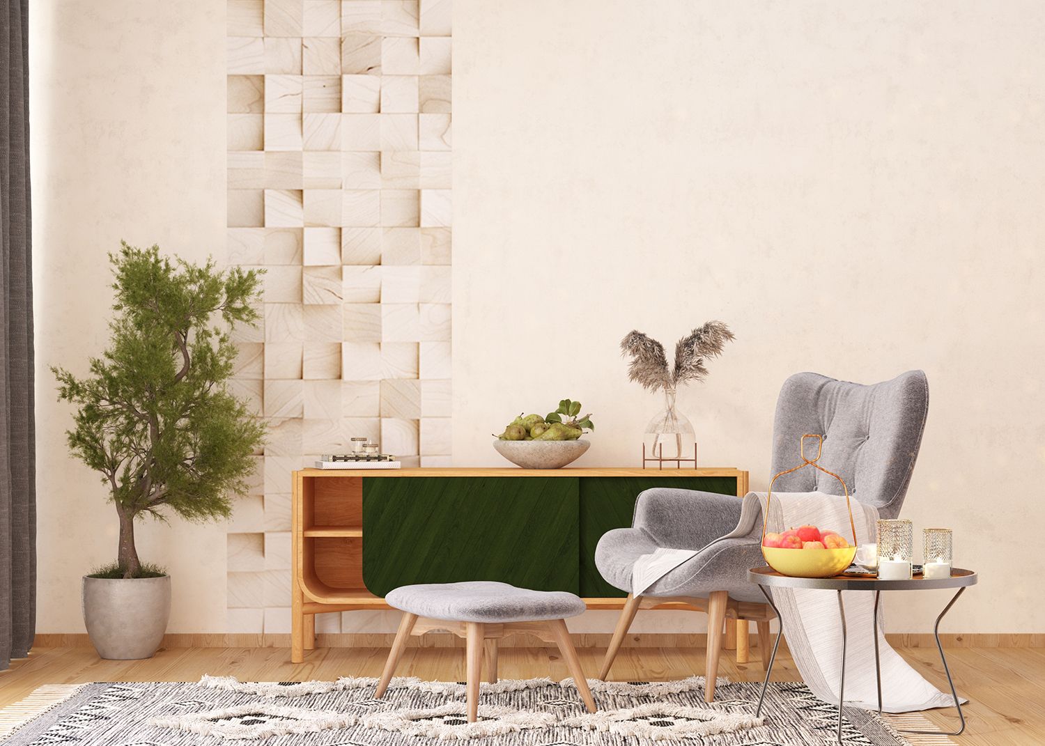 Sanders & Sanders poster 3D-houtmotief lichtbeige - 90 x 270 cm - 6010 ...