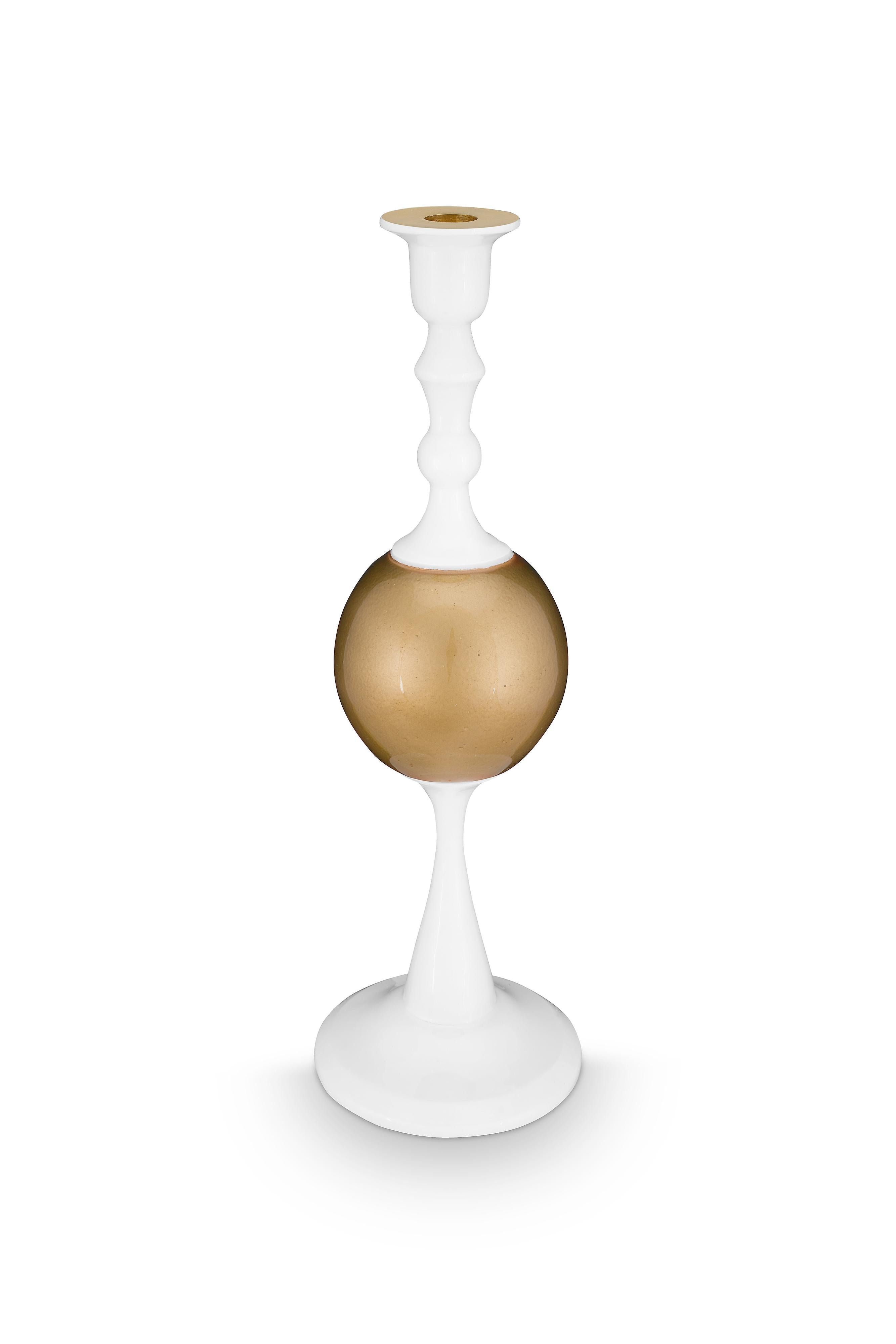Pip Studio Kandelaar Sphere - Metaal - Wit/ Goud - 37cm – vtwonen shop