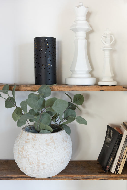 J-Line bloempot Rustiek - cement - wit - large - Ø 23 cm – vtwonen shop