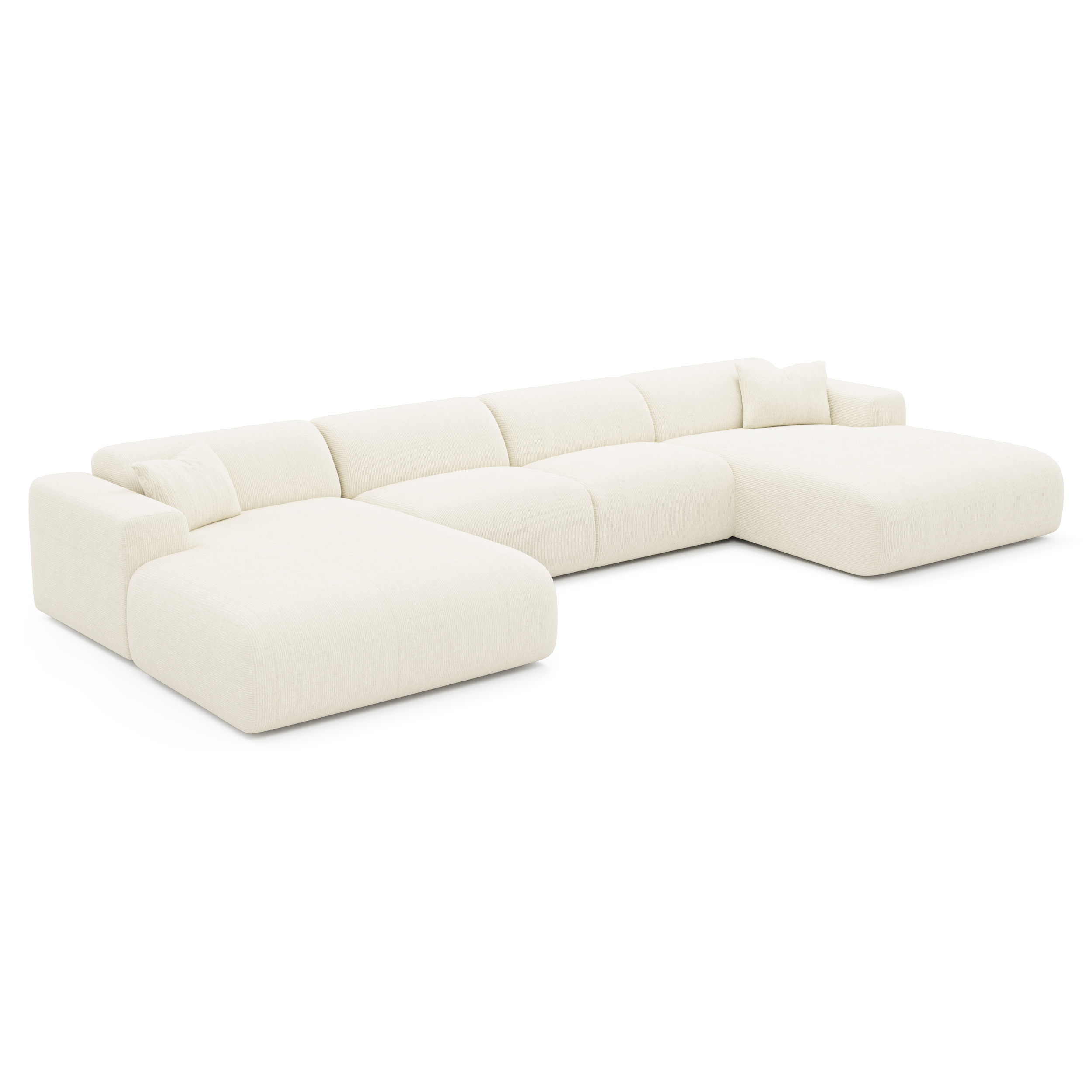 Sia Home - Symmetrische bank MYRA - Corduroy - Crème - 366cm – vtwonen shop