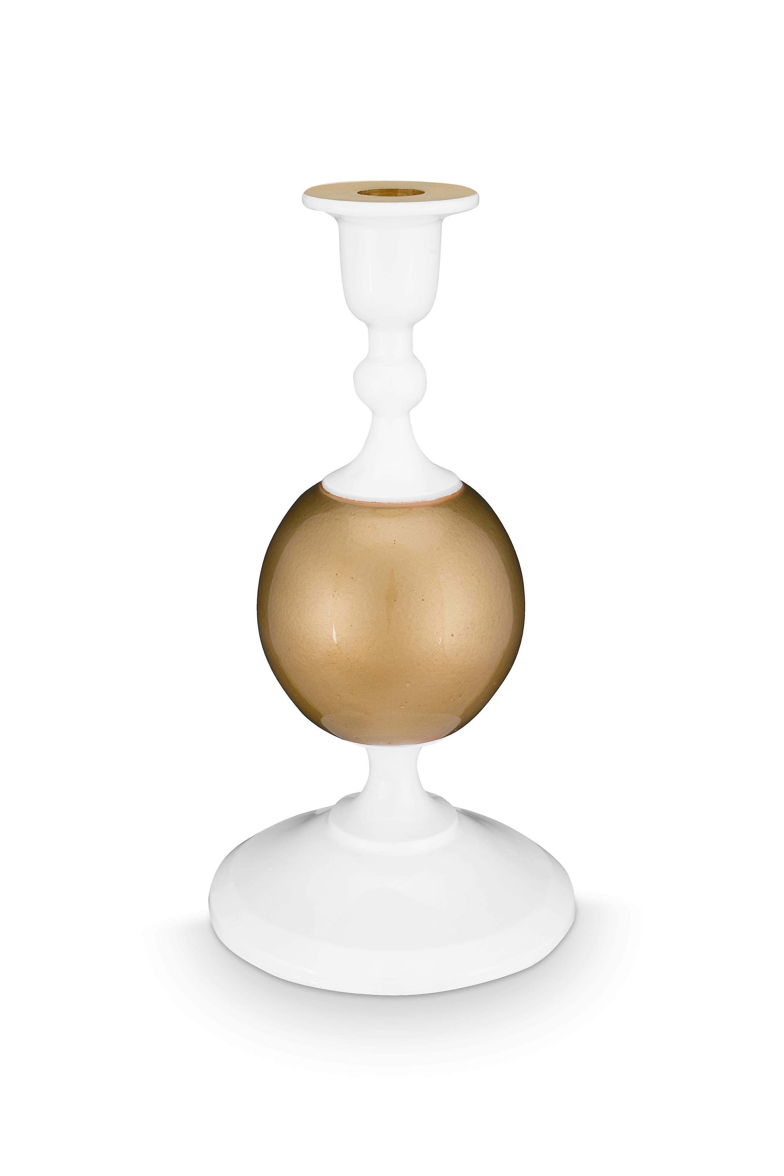 Pip Studio Kandelaar Sphere - Metaal - Wit/ Goud - 24cm – vtwonen shop